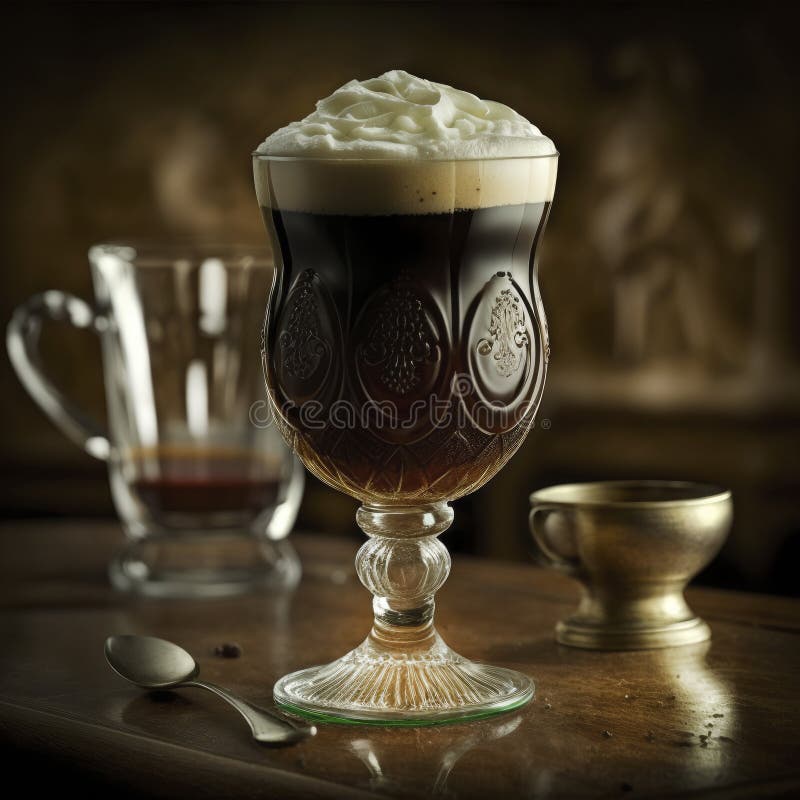 Irish Coffee on the Table in the Bar, Traditional Drinks. Generative AI ...