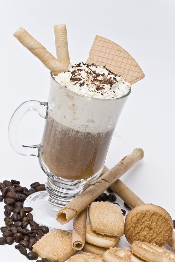 Irish coffee with cookies. stock photo. Image of caffeine - 12751868