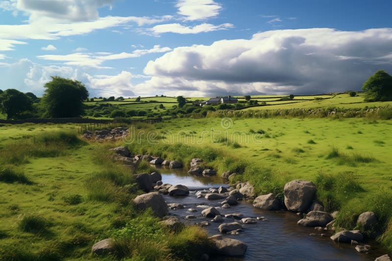 Irish Countryside Background Digital Paper Stock Illustration ...