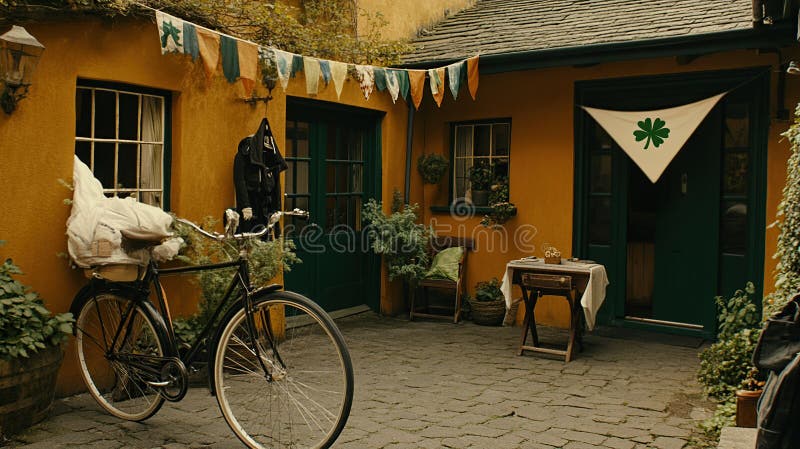 Irish Courtyard Bike Autumn Celebration Stock Image - Image of ...