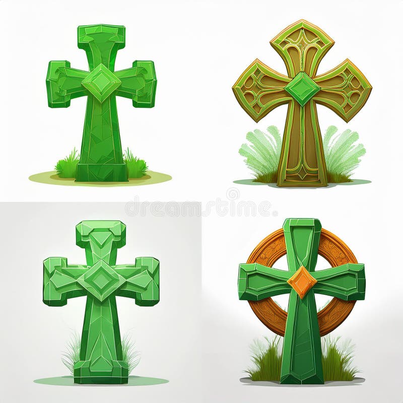 Irish Crosses with Intricate Patterns on White Stock Illustration ...