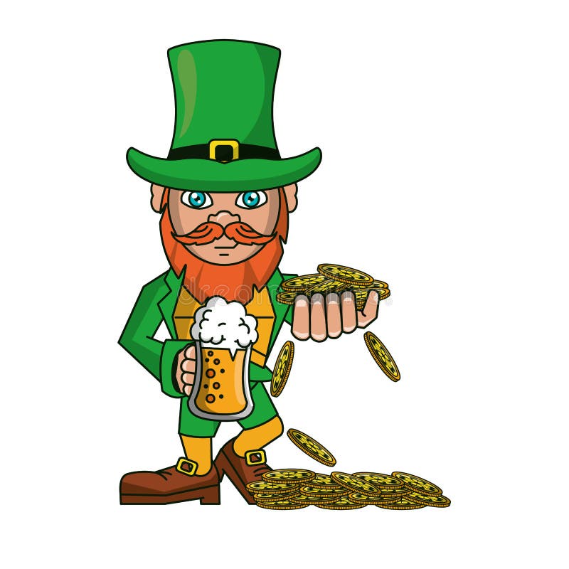 Irish Elf with Beer and Coins Stock Vector - Illustration of celebrate ...