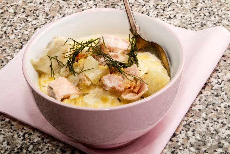 Irish Fish Soup with Bacon and Dill Stock Photo - Image of dill, spice ...