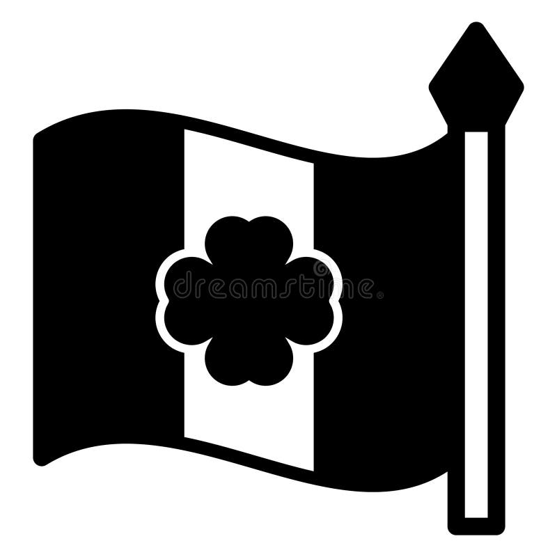 Irish Flag with Clover Leaf Solid Icon, Saint Patrick Day Concept ...