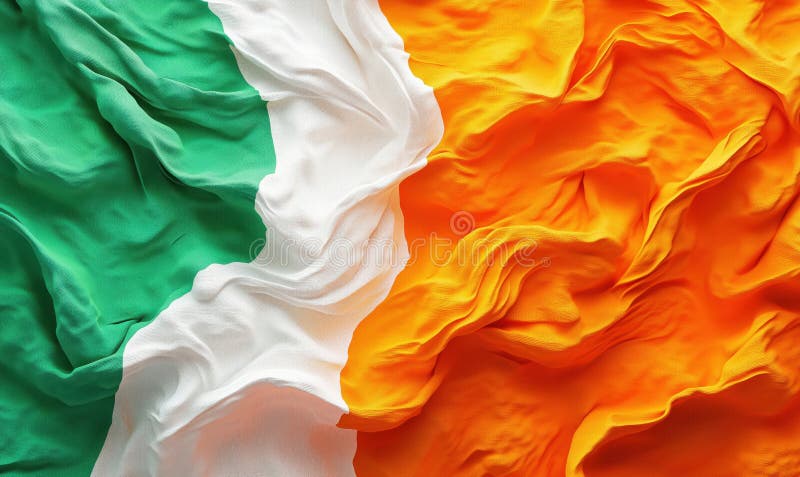 Irish Flag Colors Represented in Flowing Fabric Texture with Green ...