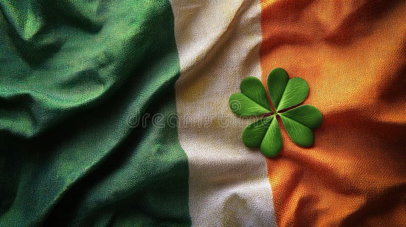 Irish Flag with Four-leaf Clover Symbolizing Luck and Tradition for St ...