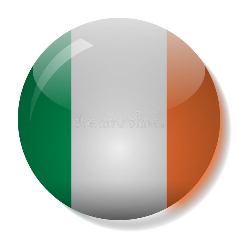 Irish Flag Glass Button Vector Illustration Stock Vector - Illustration ...