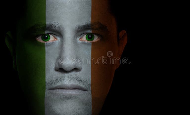 Irish Flag - Male Face stock image. Image of aggressive - 3109509