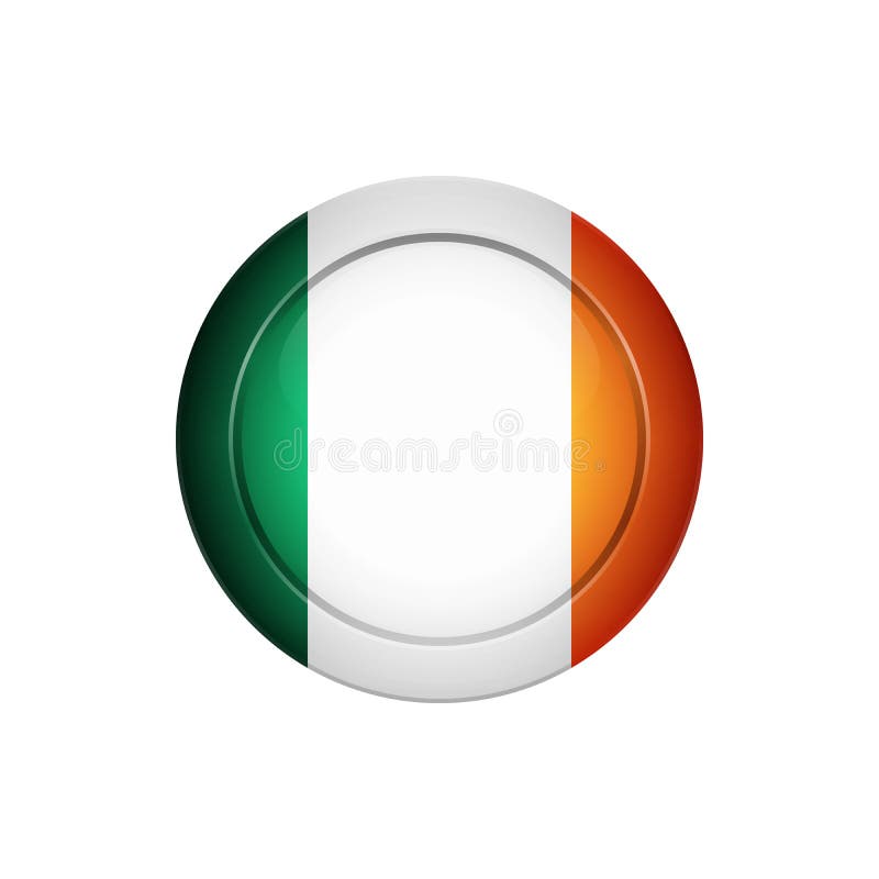 Irish Flag on the Round Button, Vector Illustration Stock Vector ...