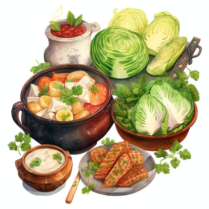 Irish food watercolor stock illustration. Illustration of folklore ...