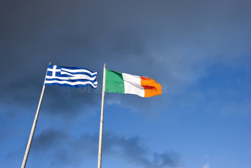 Irish and Greek Flag in Dublin Stock Image - Image of erin, economy ...