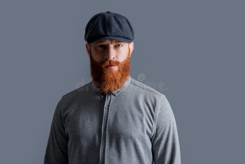 Irish Guy Studio. Bearded Guy Isolated on Grey Stock Image - Image of ...