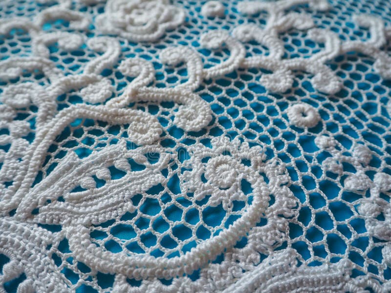 Irish Lace Crochet. the Elements of White Knitted Dress. Stock Photo ...