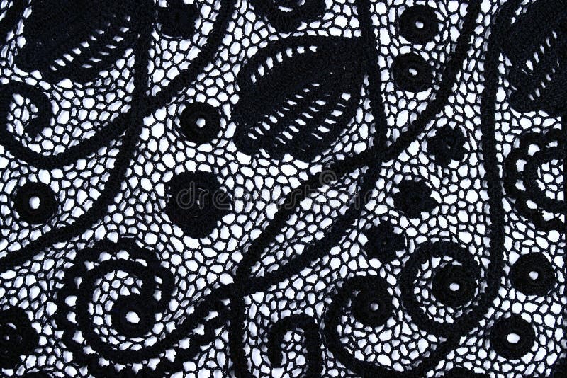 Irish Lace Seamless Pattern. Crochet Black Flowers and Leaves from ...