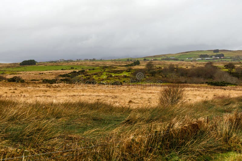 Irish landscape in winter stock photo. Image of building - 97248242