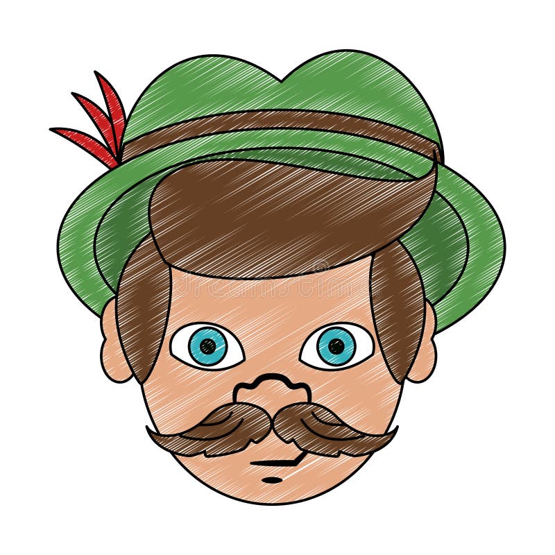 Irish Man Head with Mustache and Hat in Black and White Stock Vector ...