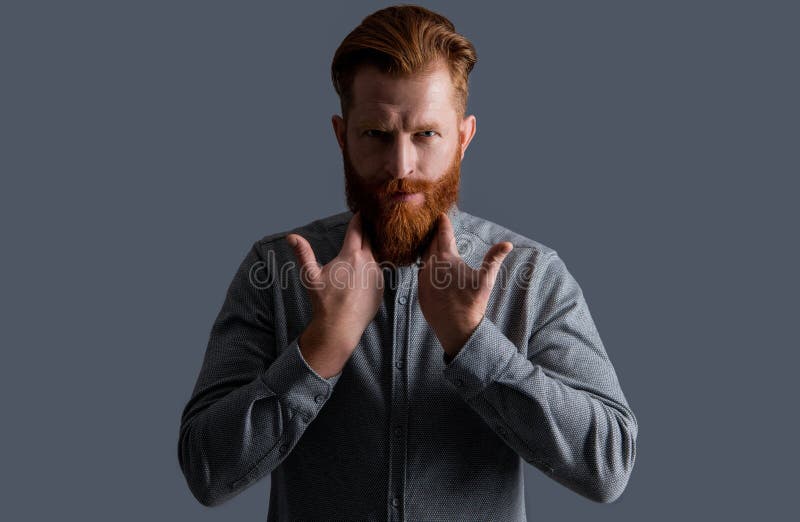 Irish Man Touching Beard. Bearded Man with Stylish Beard and Mustache ...