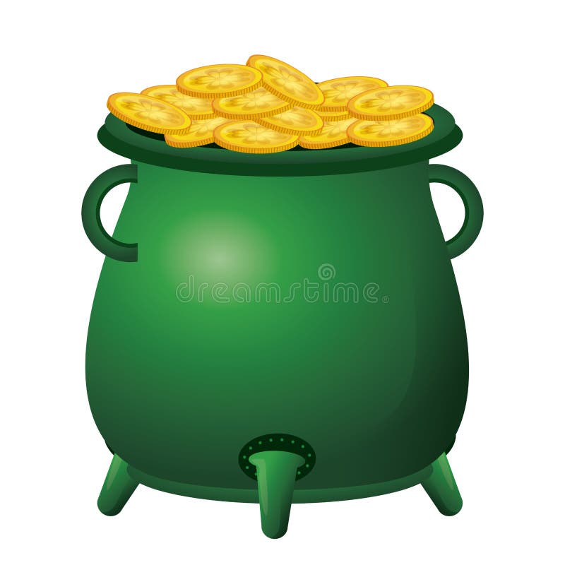 Irish pot with coins stock vector. Illustration of saint - 145497927