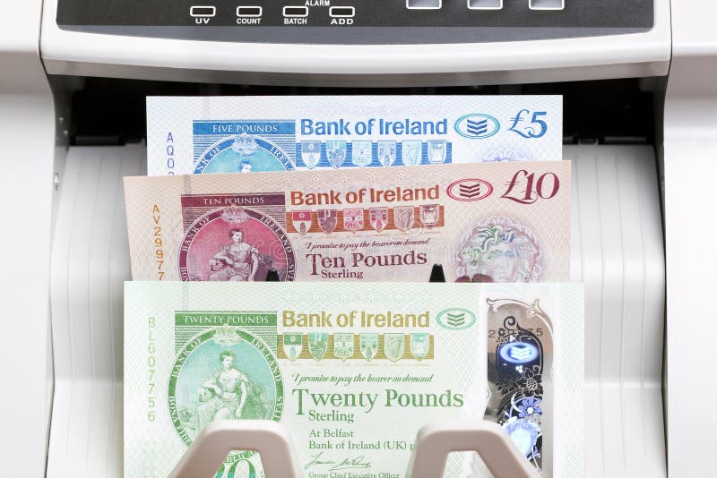 Irish Pound in the Counting Machine Stock Photo - Image of count ...