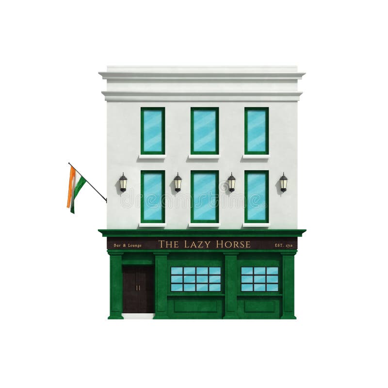 Irish Pub Building. Front View. Stock Illustration - Illustration of ...