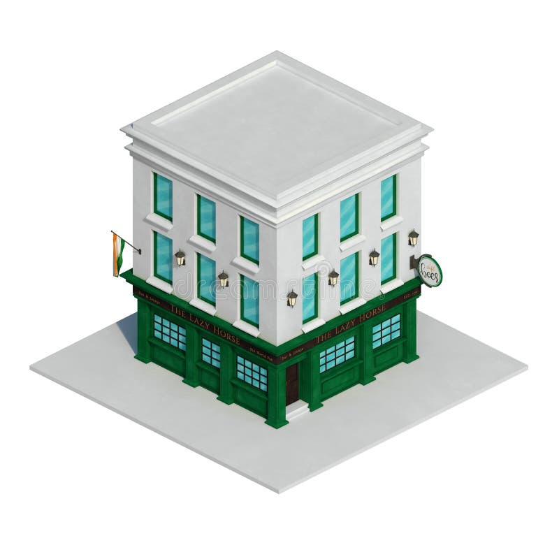 Irish Pub Building. Isometric Projection Stock Illustration ...