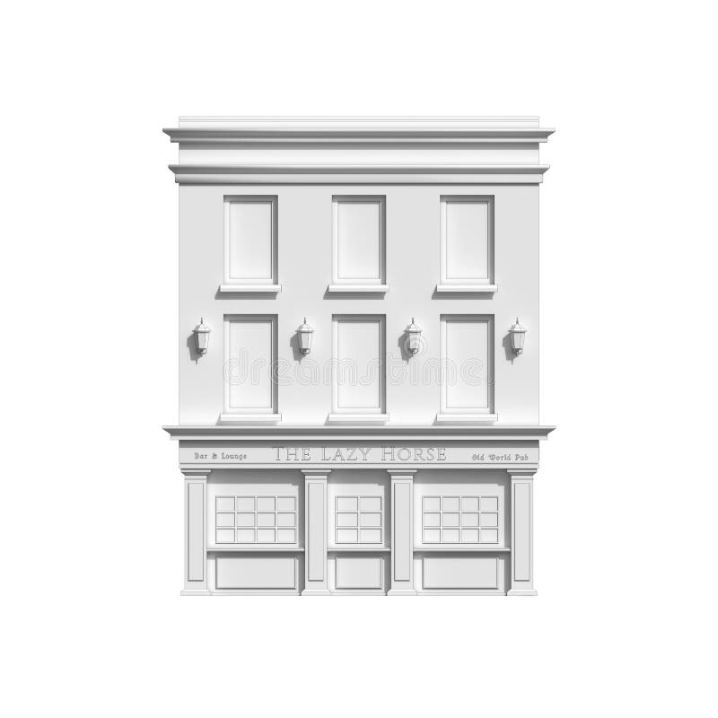 Irish Pub Building in Thin Line Style. Stock Illustration ...