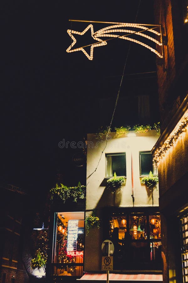 Irish Pub With Christmas Decorations In Dublin City Centre Editorial