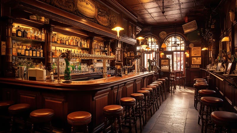 Irish Pub Interior Design. Generative AI Stock Illustration ...