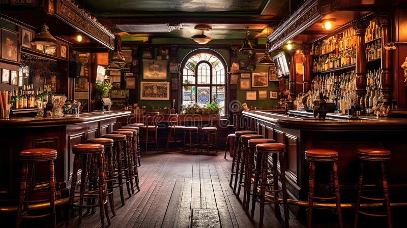 Irish Pub Interior Design. Generative AI Stock Illustration ...