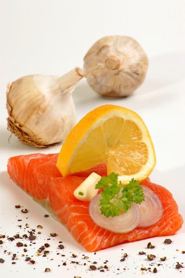 Irish Salmon Fillet and Lemon, Pepper Stock Image - Image of tasting ...
