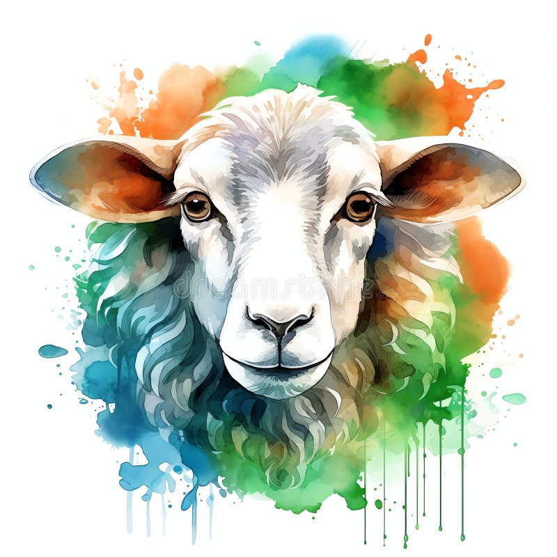 Irish sheep watercolor stock illustration. Illustration of patrick ...