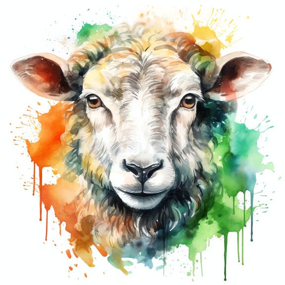 Irish sheep watercolor stock illustration. Illustration of patrick ...