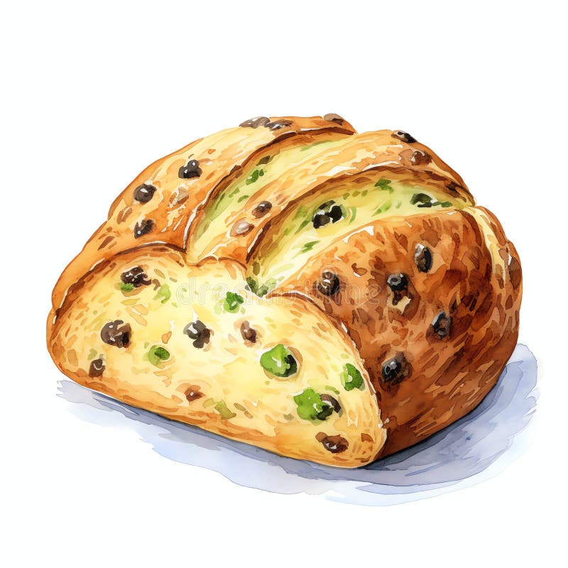Irish Soda Bread Watercolor Stock Illustration - Illustration of music ...