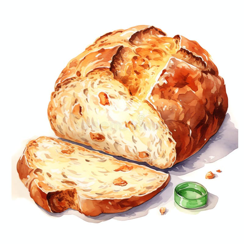 Irish Soda Bread Watercolor Stock Photo - Image of landscape, knot ...