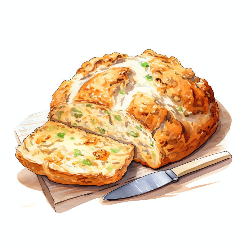 Irish Soda Bread Watercolor Stock Illustration - Illustration of ...