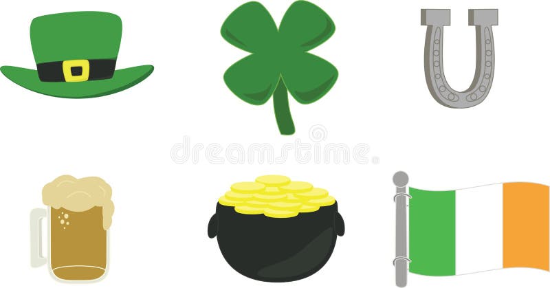 Irish symbols icon set stock vector. Illustration of gold - 7494421