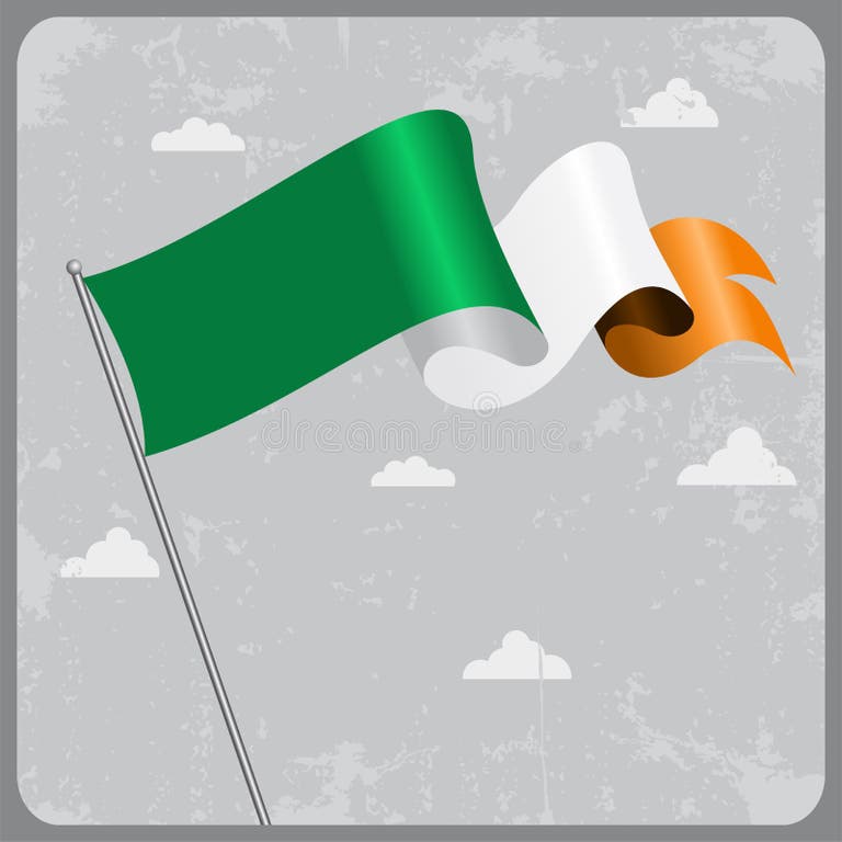 Irish Wavy Flag. Vector Illustration. Stock Vector - Illustration of ...