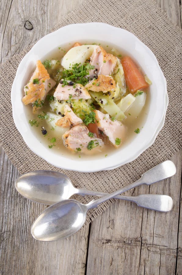 Irish Wild Salmon Stew in a Bowl Stock Photo - Image of soup, healthy ...