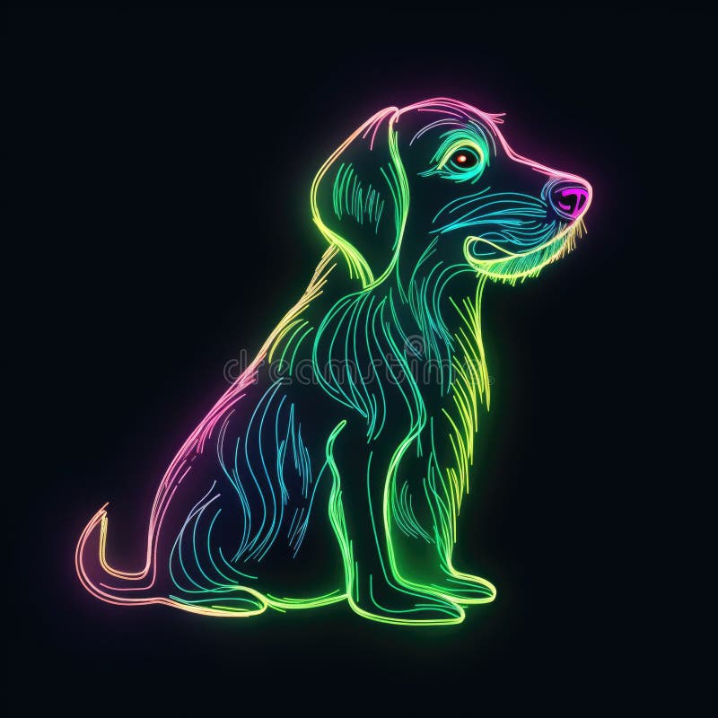 Irish Wolfhound. Neon Outline Icon with a Light Effect Stock ...