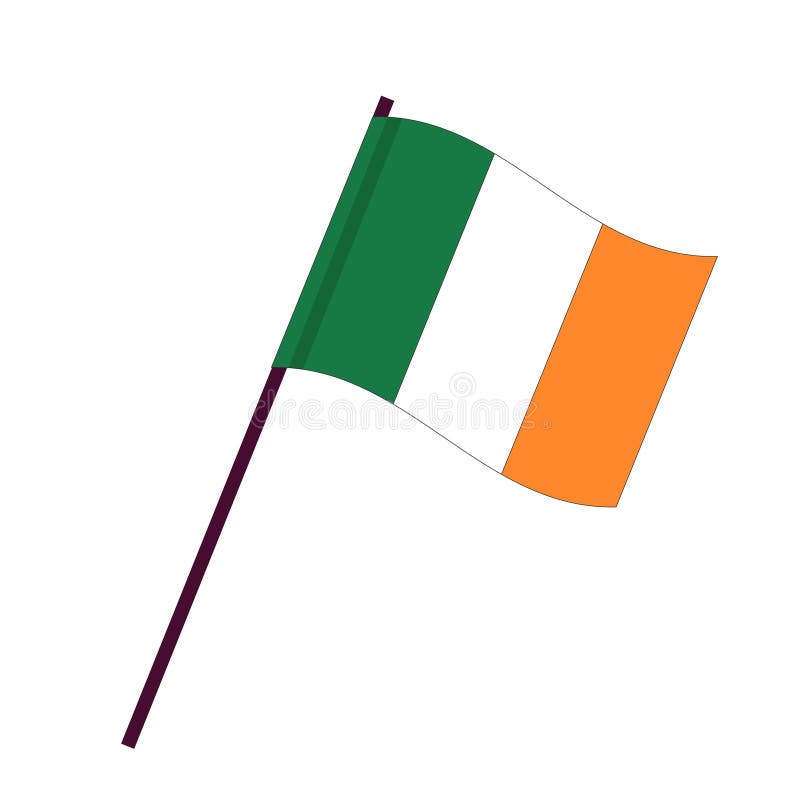 Irish Flag Waving on a Pole with Green, White, and Orange Stripes Stock ...