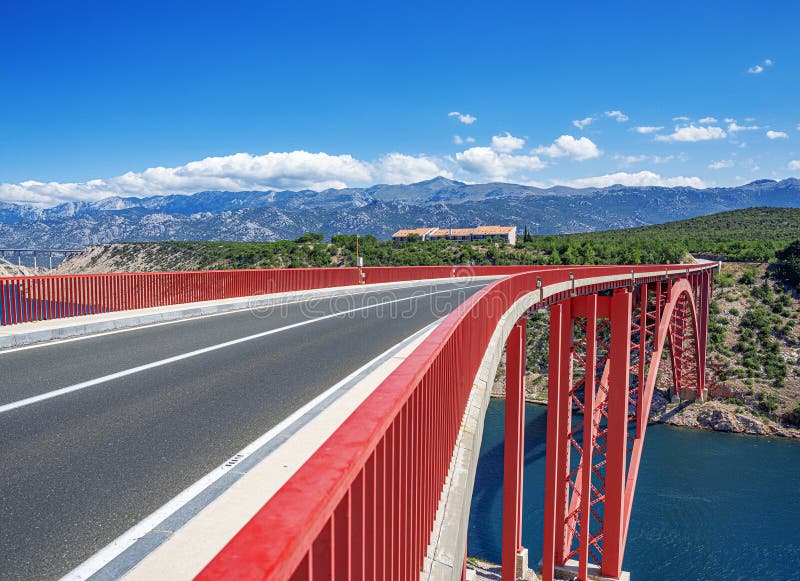 Iron Arch Bridge with a Road. Stock Photo - Image of highway, urban ...