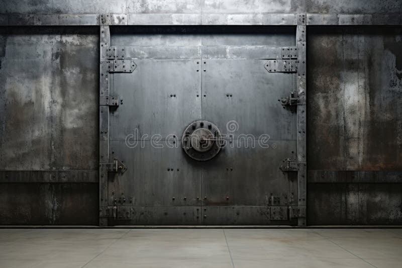 Iron Armored Heavy Door Gate in Bank Vault Stock Photo - Image of ...