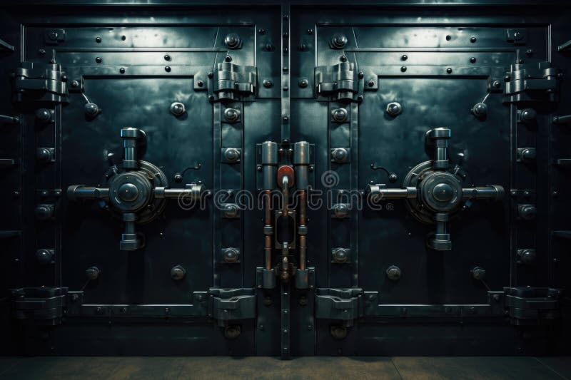 Iron Armored Heavy Door Gate in Bank Vault Stock Photo - Image of ...