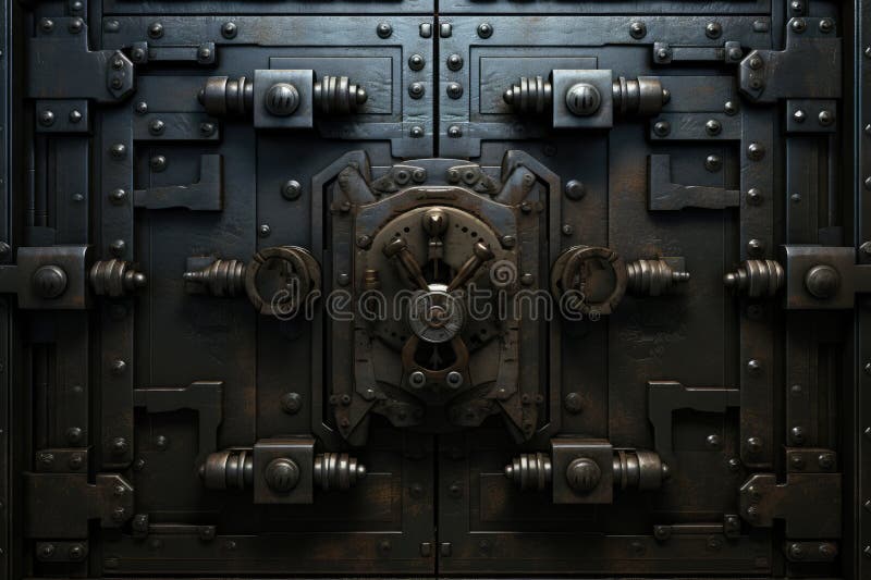 Iron Armored Heavy Door Gate in Bank Vault Stock Photo - Image of ...