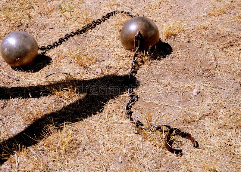 Iron balls and chains. stock image. Image of violence - 119635135