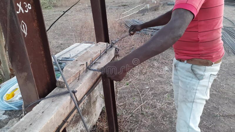 Iron Bar Bending by Unorganized Indian Labour Stock Video - Video of ...