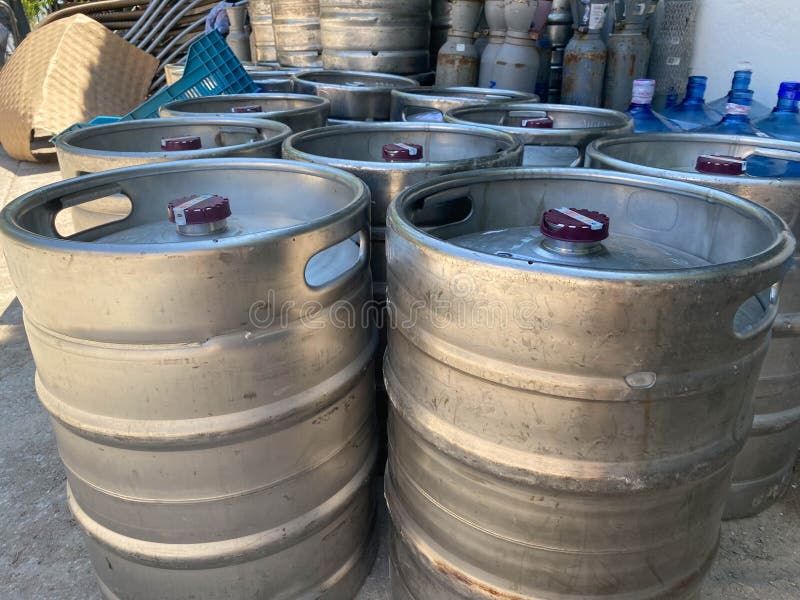 Iron Barrels from Beer. are Standing in the Heat Stock Image - Image of ...