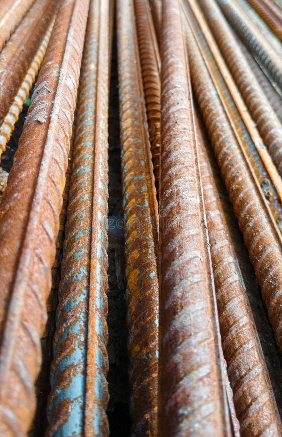 Iron Bars for Construction with Rust Spots Stock Photo - Image of brown ...