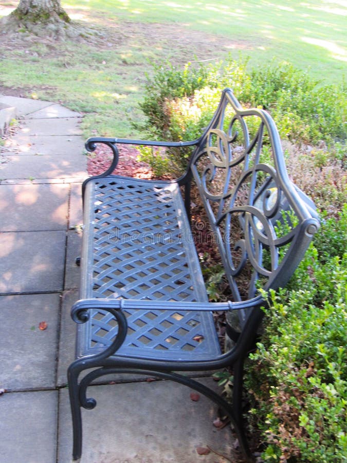 Iron bench stock photo. Image of lawn, backyard, iron - 258357664