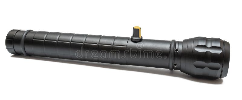 Iron Black LED Flashlight. Isolated on a White Background Stock Photo ...
